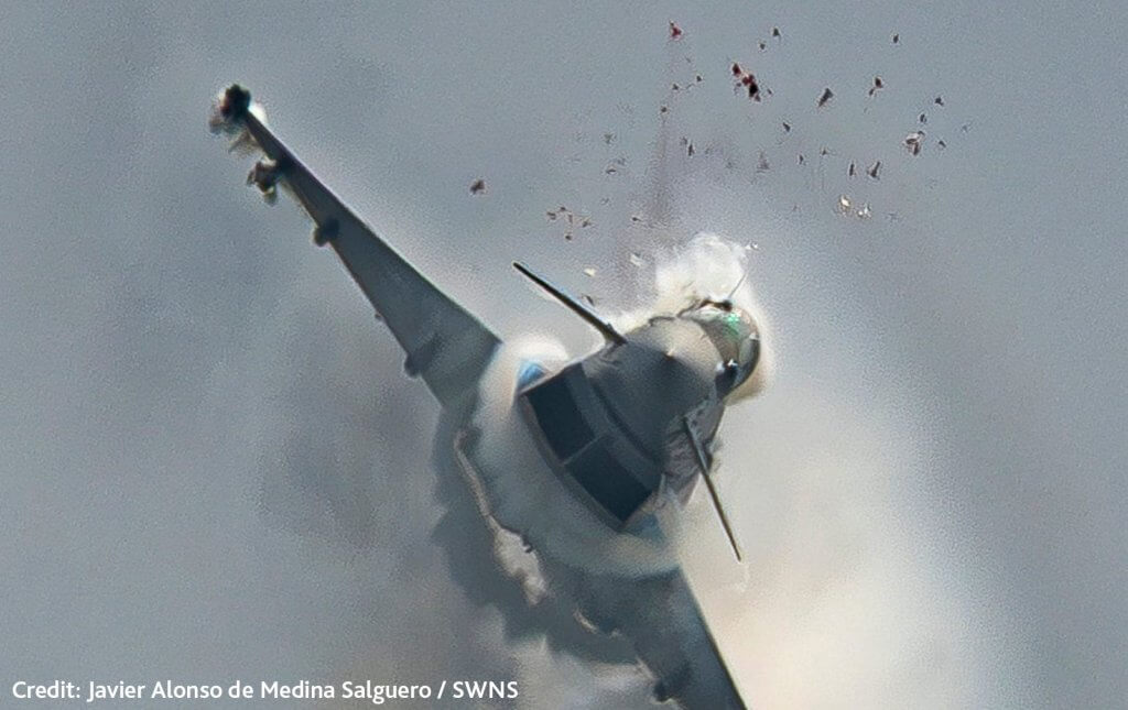 Spanish Fighter Jet Bird Strike Caught on Camera | Scarecrow